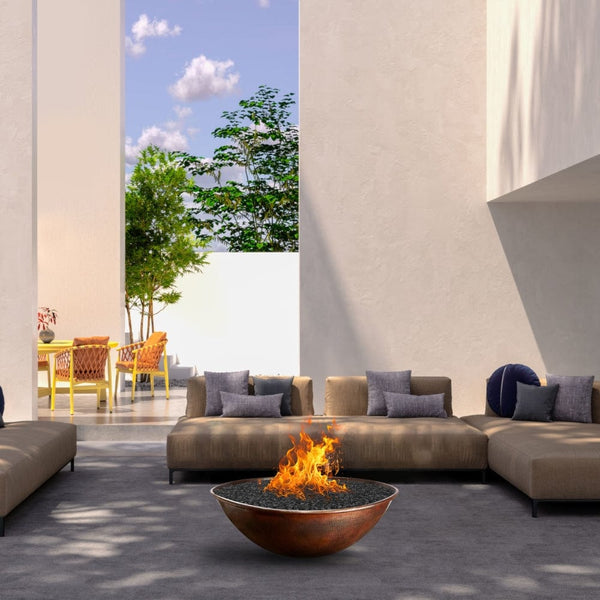HPC 31-Inch Tempe Round Copper Gas Fire Bowl - Patio Fever