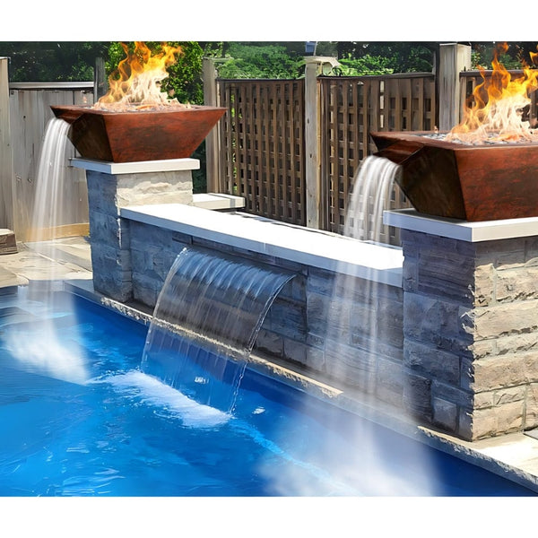 HPC 36-Inch Sierra Copper Gas Fire and Water Bowl - Patio Fever