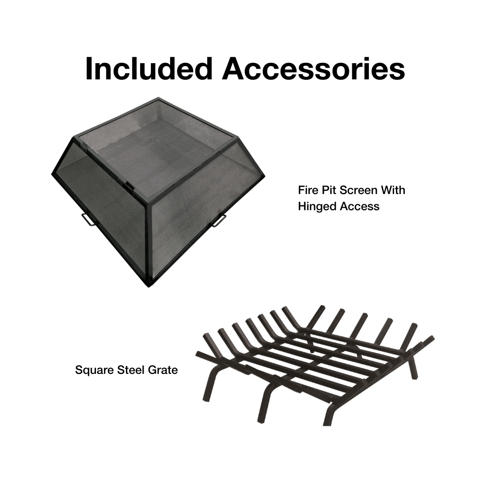 Modern Blaze Rectangular Steel Fire Pit with Grate - Patio Fever