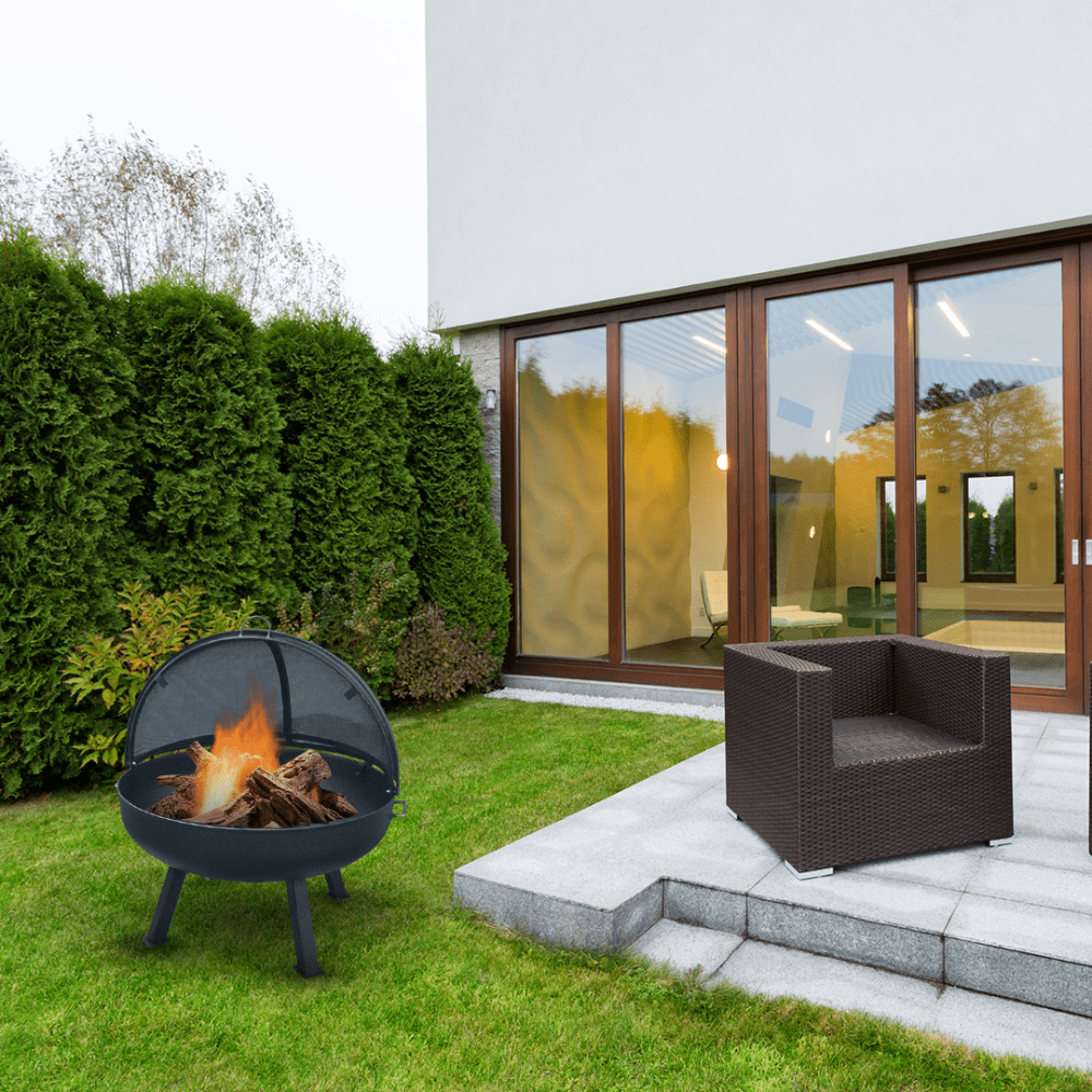 Modern Blaze Round Steel Fire Pit with Grate - Patio Fever