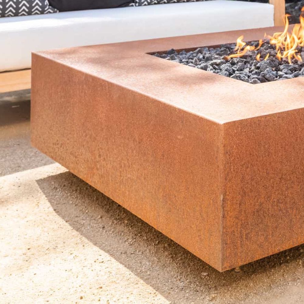 Top Fires Cabo Linear Corten Steel Gas Fire Pit - Patio Fever